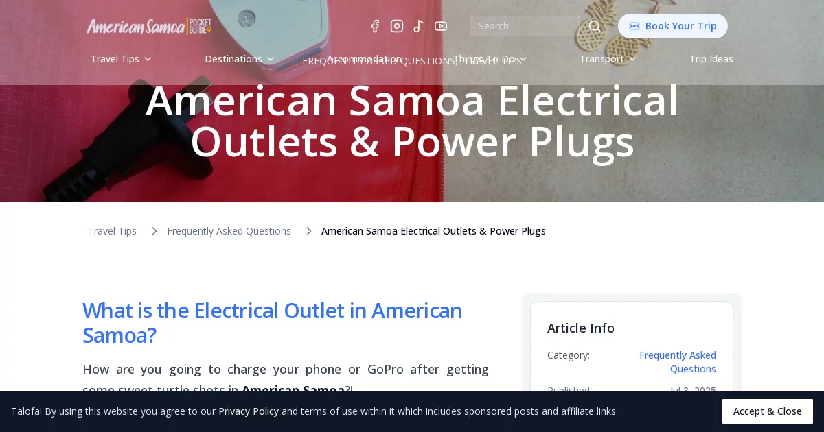 American Samoa Electrical Outlets & Power Plugs | American Samoa Pocket ...