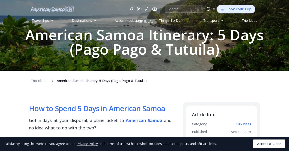 American Samoa Itinerary: 5 Days (Pago Pago & Tutuila) | American Samoa ...