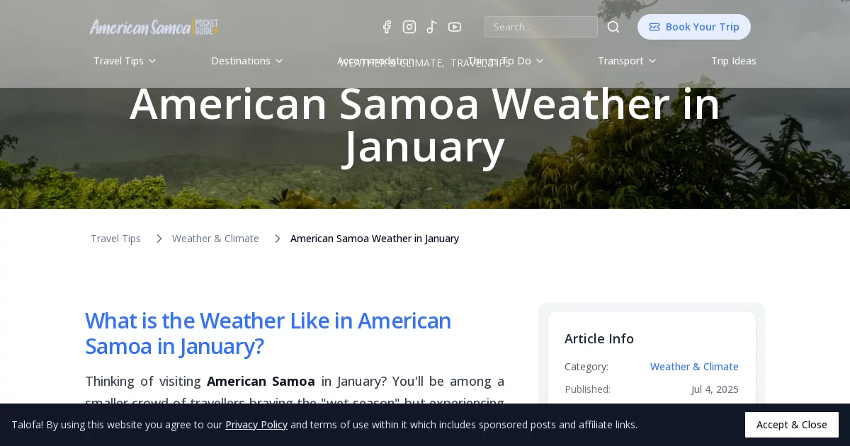 American Samoa Weather in January | American Samoa Pocket Guide