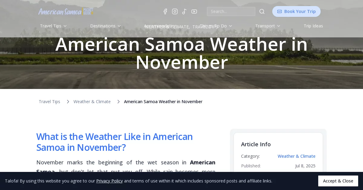 American Samoa Weather in November | American Samoa Pocket Guide