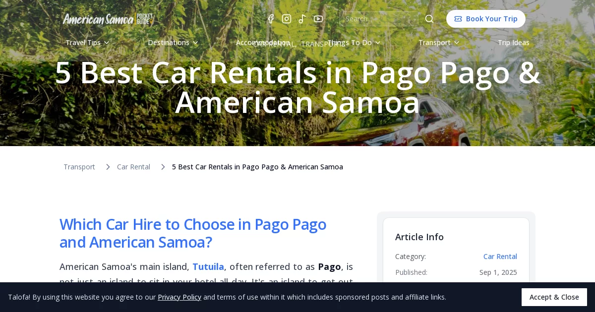 5 Best Car Rentals in Pago Pago & American Samoa 🚗 [2026] | American ...