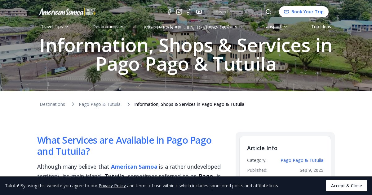 Information, Shops & Services in Pago Pago & Tutuila | American Samoa ...