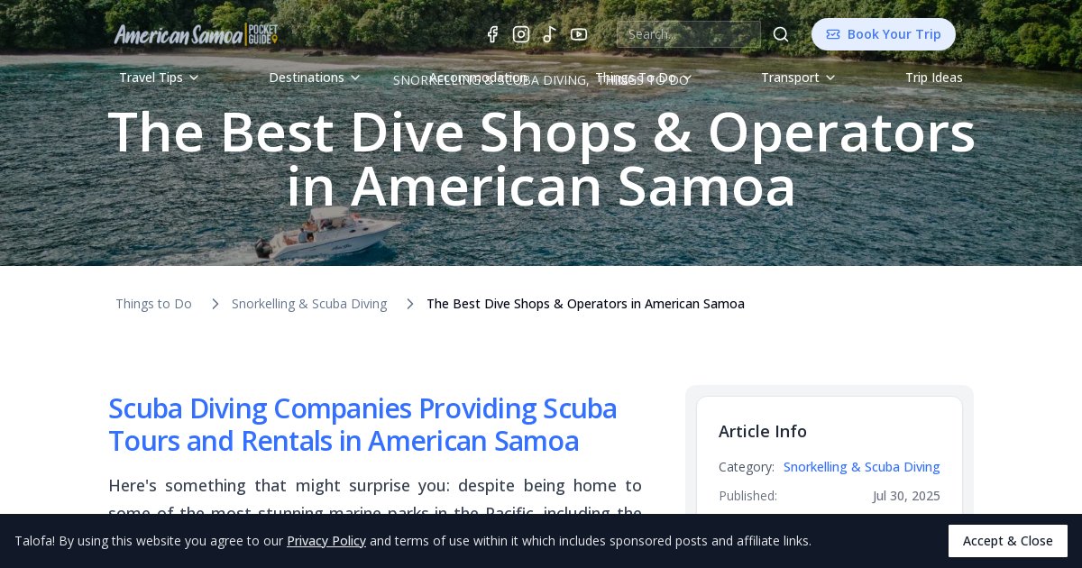 The Best Dive Shops & Operators in American Samoa [2026] | American ...
