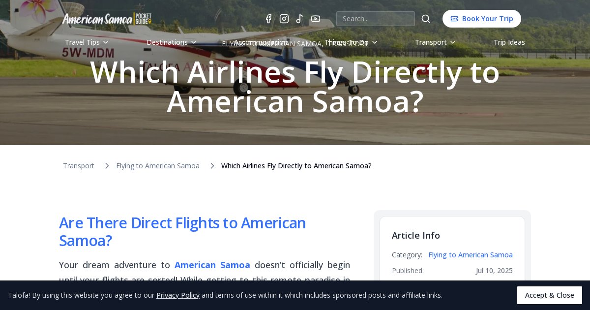 Which Airlines Fly Directly to American Samoa? | American Samoa Pocket ...