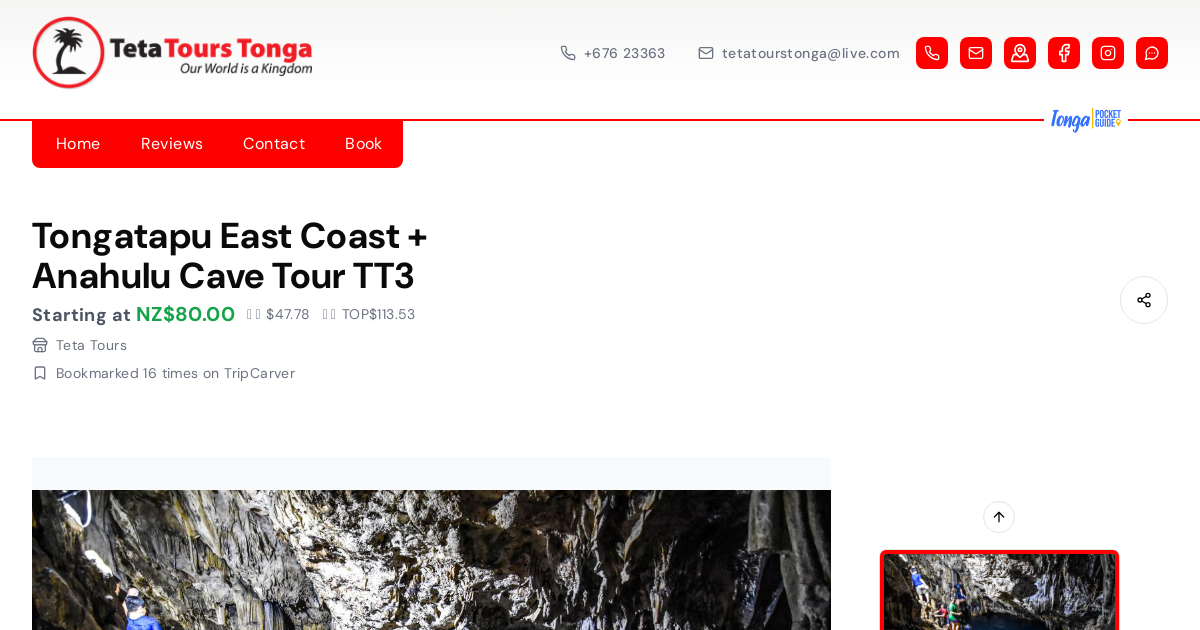Tongatapu East Coast + Anahulu Cave Tour TT3 | Teta Tours