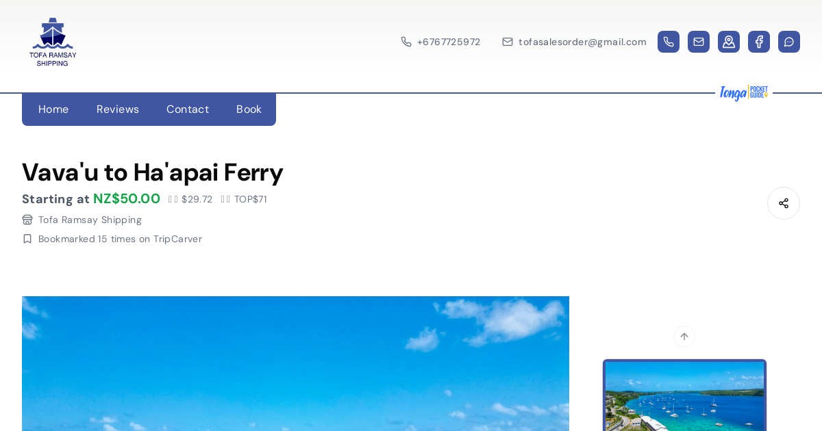 Vava'u to Ha'apai Ferry | Tofa Ramsay Shipping