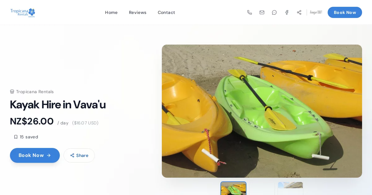 Kayak Hire in Vava'u | Tropicana Rentals