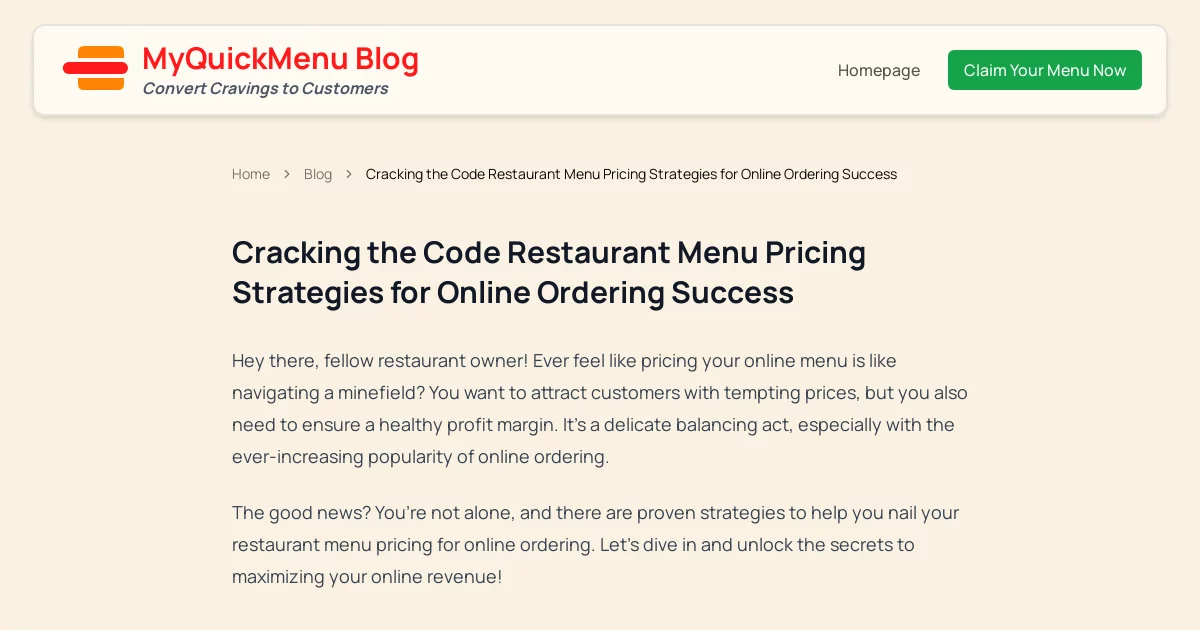 Cracking the Code Restaurant Menu Pricing Strategies for Online ...