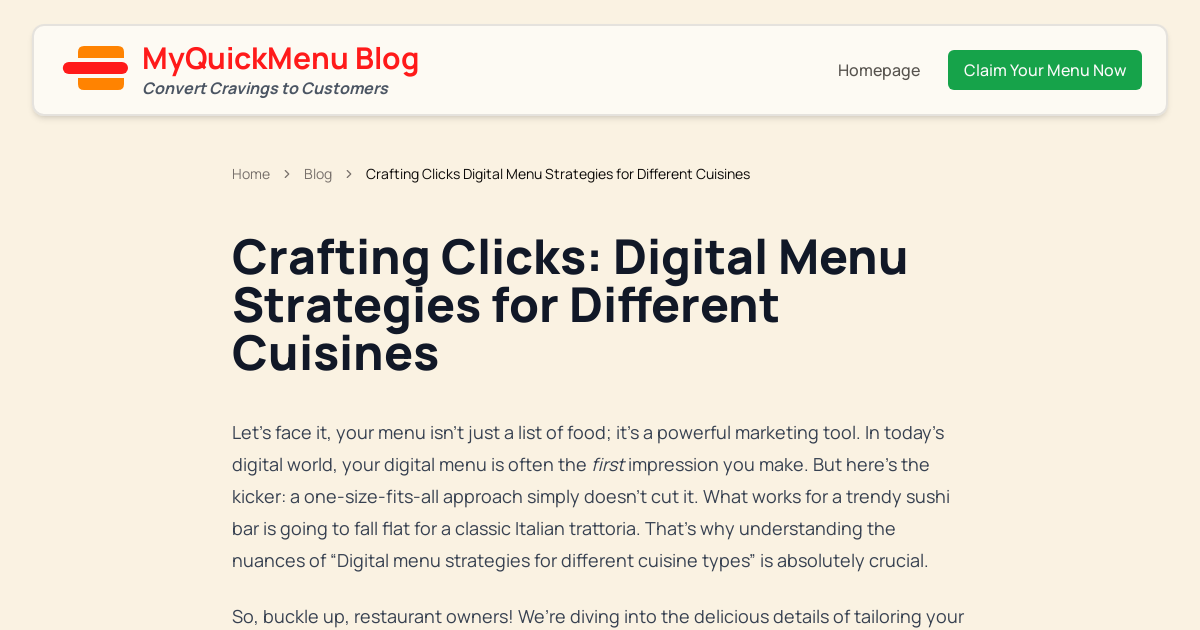 Crafting Clicks Digital Menu Strategies for Different Cuisines