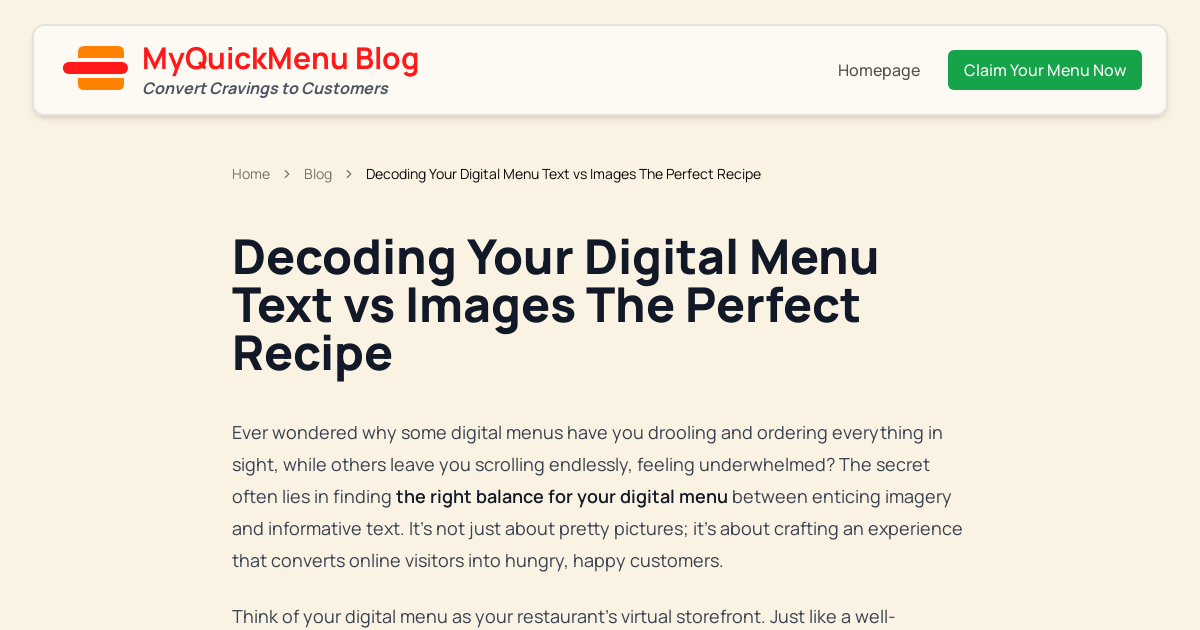 Decoding Your Digital Menu Text vs Images The Perfect Recipe