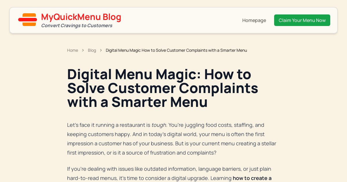 Digital Menu Magic How to Solve Customer Complaints with a Smarter Menu
