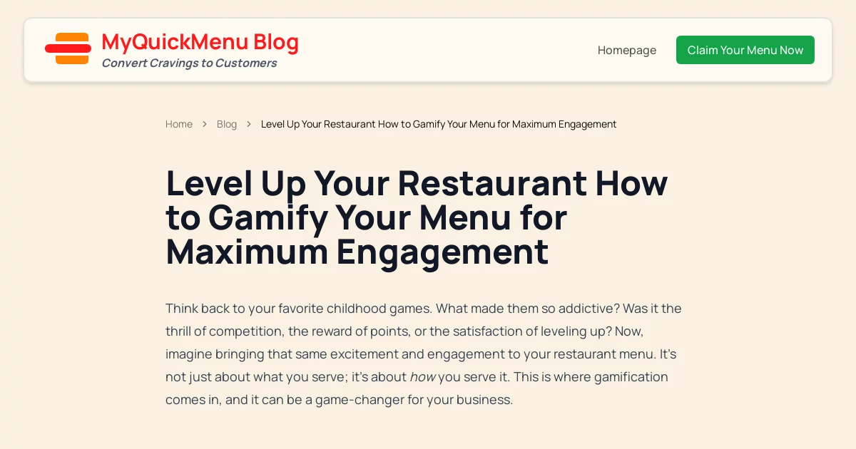 Level Up Your Restaurant How to Gamify Your Menu for Maximum Engagement